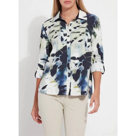 Lysse | Tops | New Lysse Roll Tab Connie Printed Button Down Shirt In ...